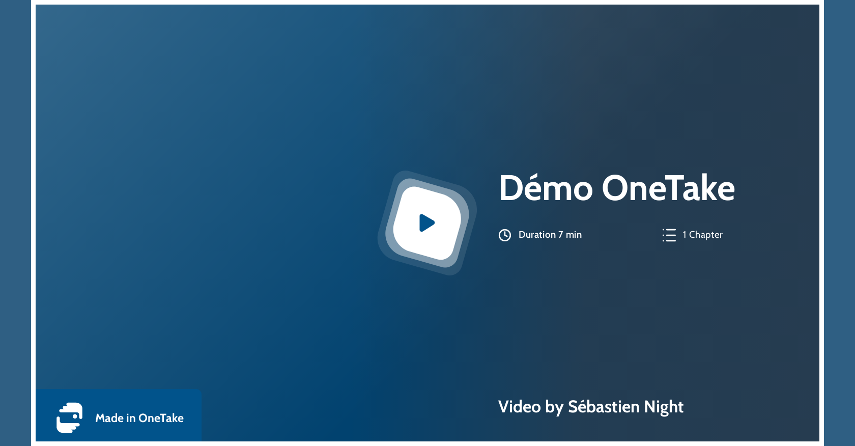 Premiers pas avec OneTake.